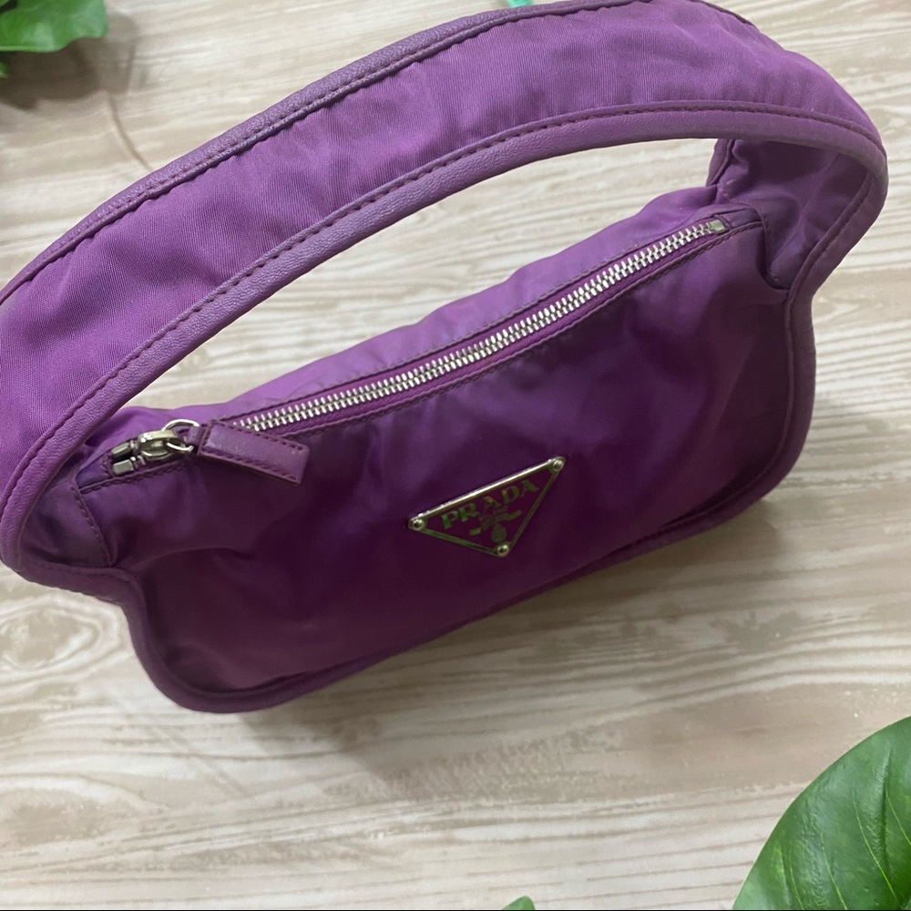 100% Authentic Prada Purple Nylon Baguette Mini Bag P… - Gem